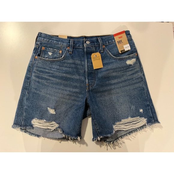 Levi's | Shorts | Levis 5 High Rise Easy Through Mid Thigh Medium Wash ...